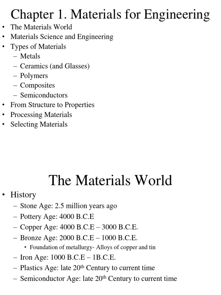 Chapter 1. Materials For Engineering | PDF | Periodic Table | Metals