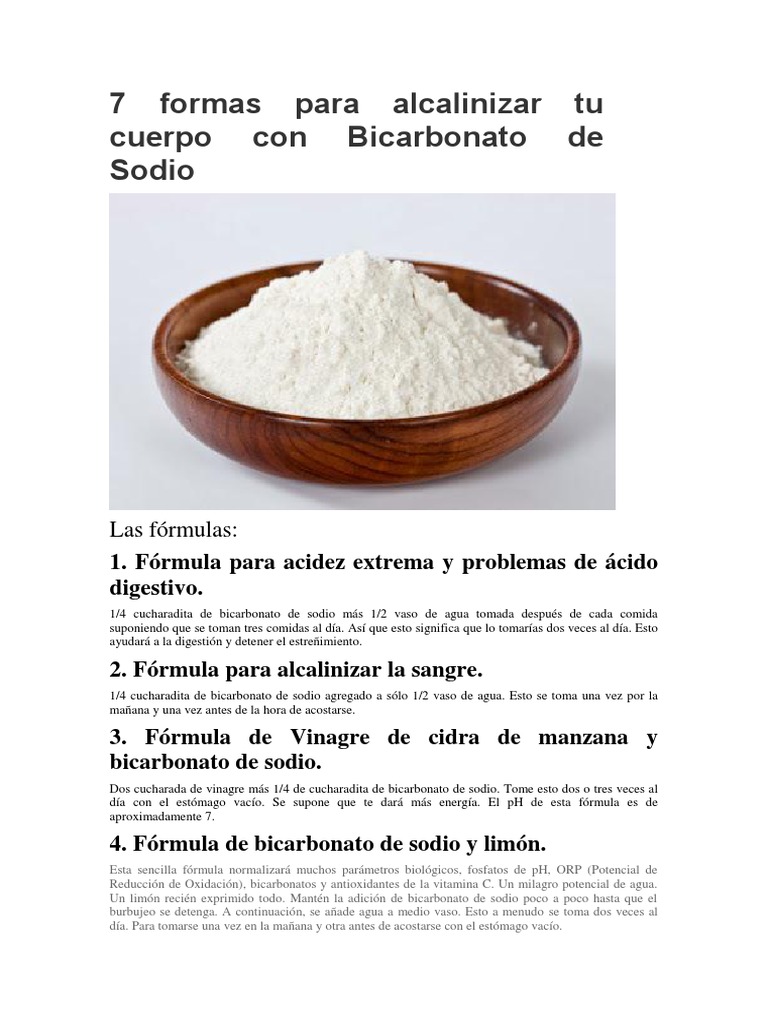 7 Fórmulas de Bicarbonato para Alcalinizar | PDF | Bicarbonato de sodio ...