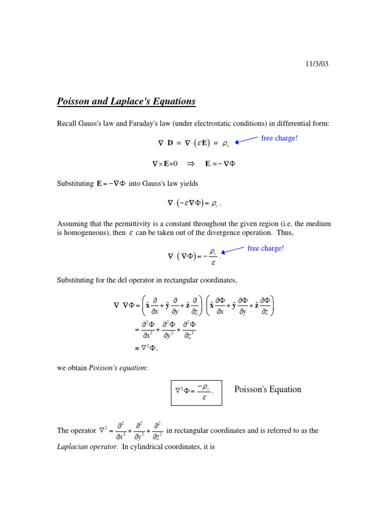 Derivation of Poisson's and Laplace's Equations for Electrostatic ...