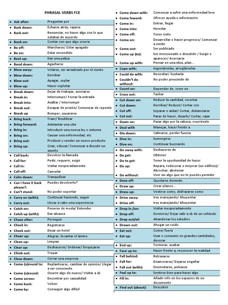 Phrasal Verbs Fce | PDF | Deportes | Ocio