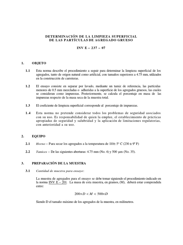 Norma INV E-237-07 PDF | PDF | Naturaleza