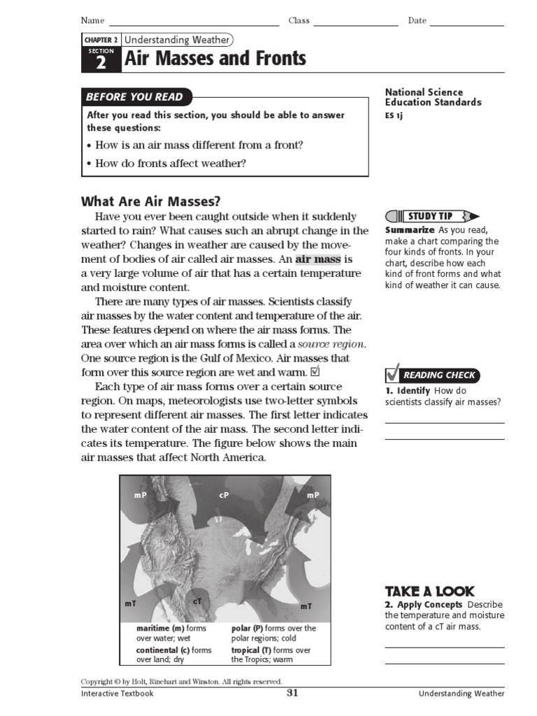 Interactive Textbook 2 2 Air Masses and Fronts13 | PDF | Weather ...