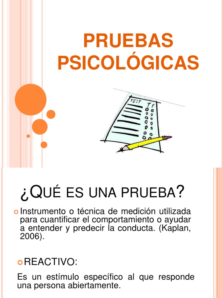 PRUEBAS PSICOLOGICAS | Comportamiento | Sicología y ciencia cognitiva