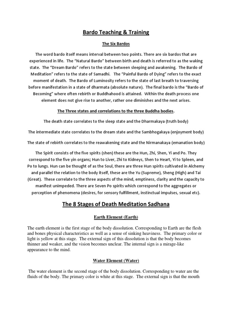 Bardo and The Stages of Death | PDF | Religious Faiths | Nondualism