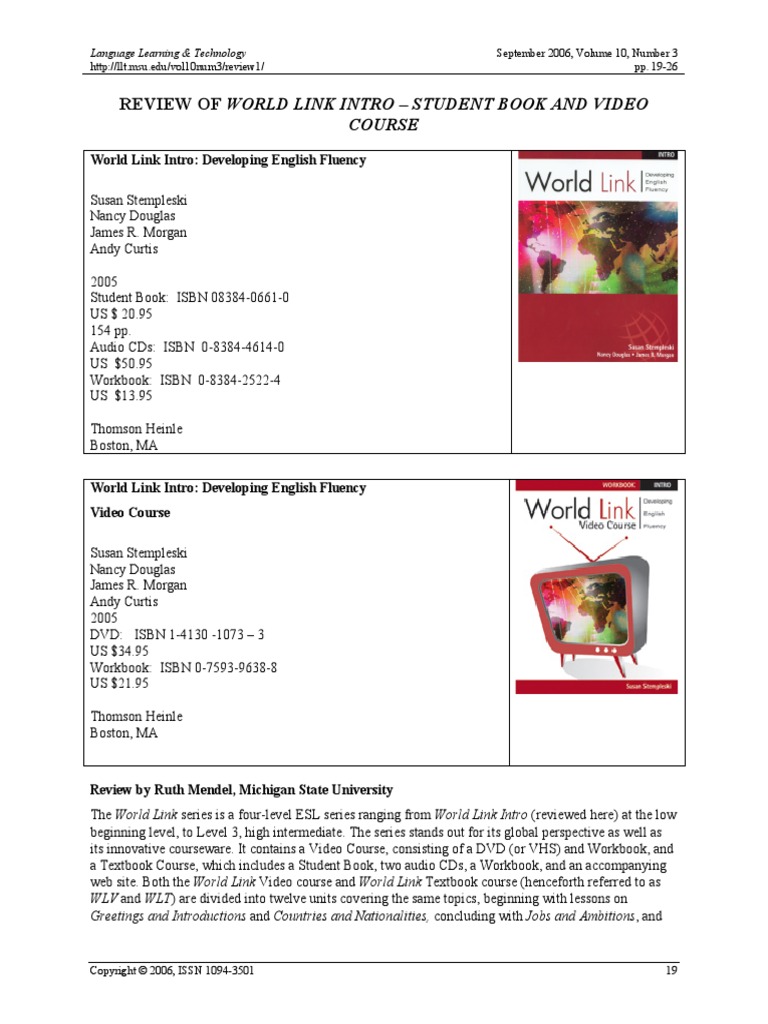 Review of World Link Intro - Student Book and Video | PDF | English As ...