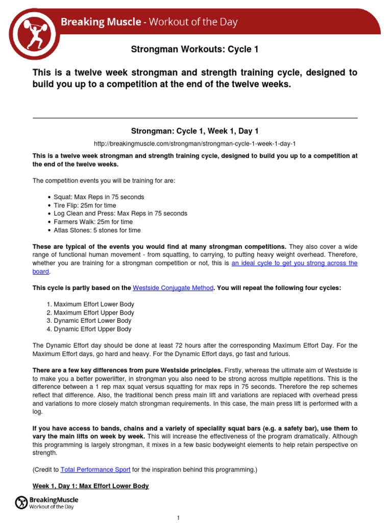 Strongman Training Cycle | PDF | Strength Training | Hobbies