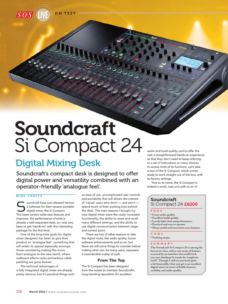 Soundcraft Si Compact 24 | PDF | Equalization (Audio) | Recording