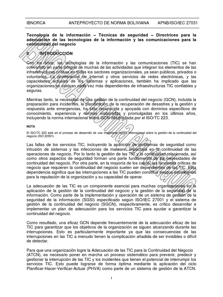 Apnb Iso Iec 27031 | PDF | Continuidad del negocio | Tecnología de ...