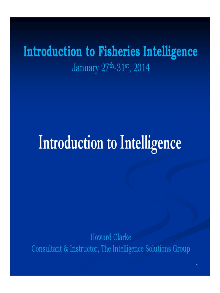 Intro To Fisheries Intelligence | PDF | Intelligence | Military ...