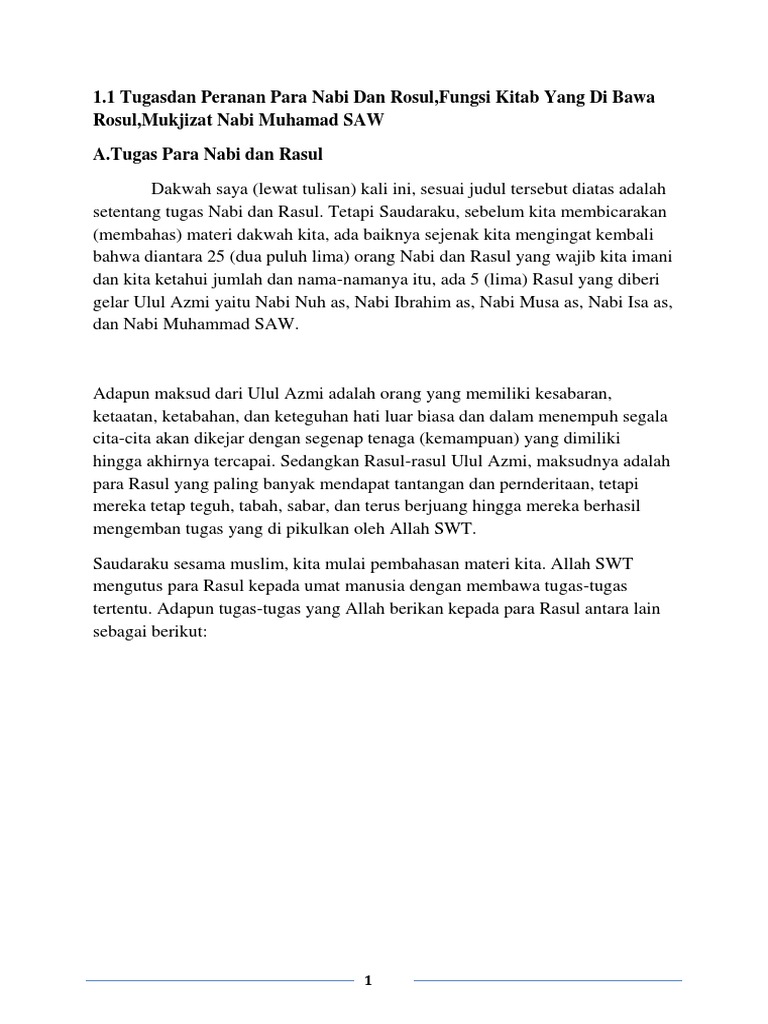 Tugas para Nabi Dan Rasul | PDF