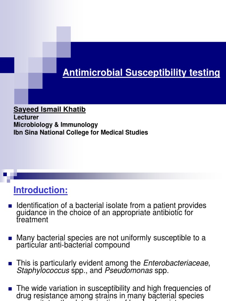 Antibiotic Susceptibility Testing | PDF | Antibiotics | Antimicrobial ...