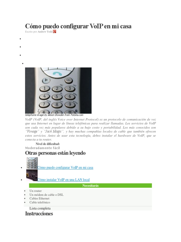 Configura VoIP en Casa Fácilmente | PDF | Voz sobre IP | protocolo de ...