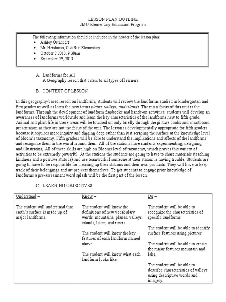 Landforms Lesson Plan - 1 | PDF | Geomorphology | Physical Geography