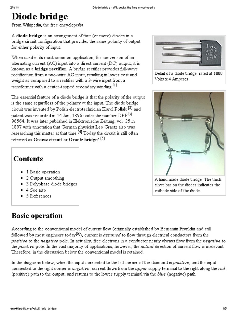 Diode Bridge - Wikipedia, The Free Encyclopedia | PDF | Rectifier ...