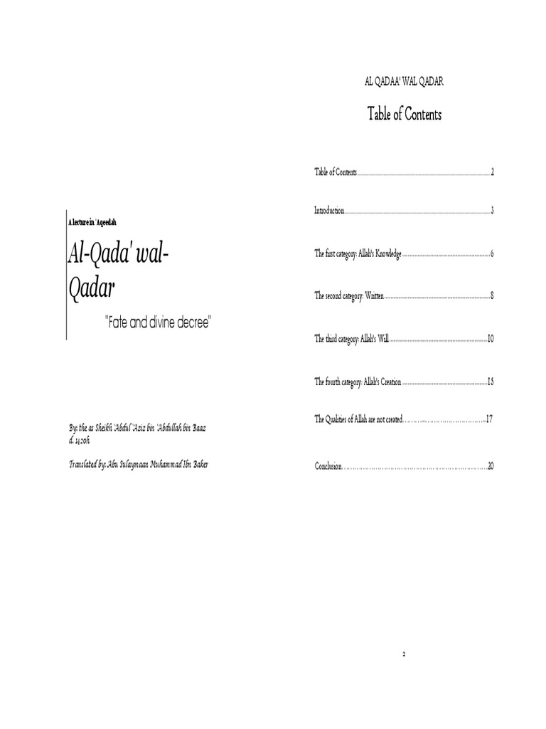 Understanding Qada and Qadar | PDF