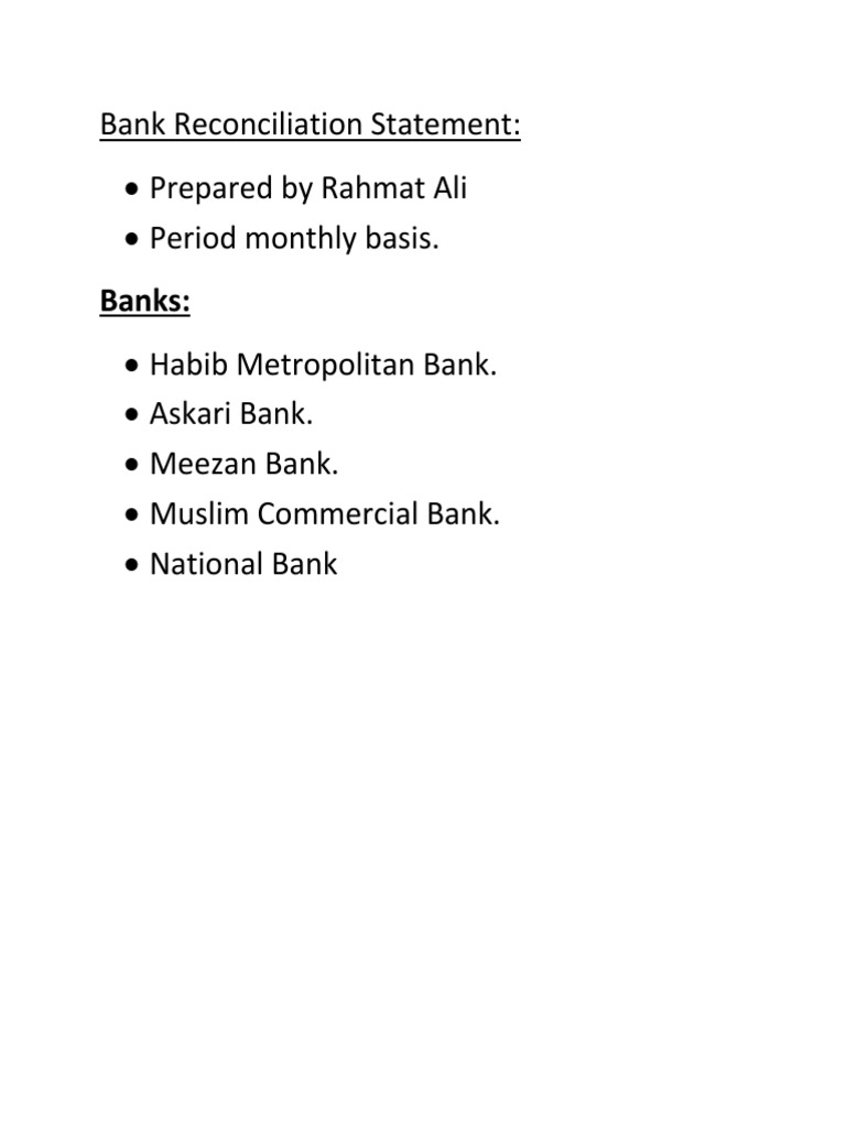 Bank Reconciliation Statement | PDF | Social Science | Law