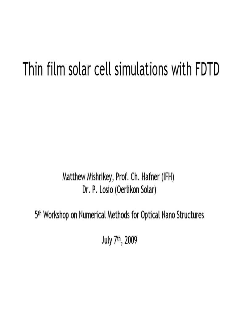 Thin Film Solar Cell FDTD Solution | PDF | Computer Simulation ...