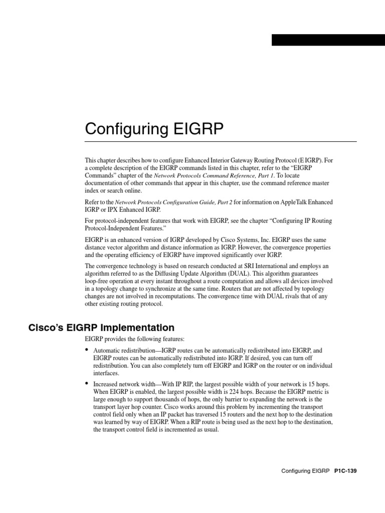 Configuring EIGRP: Cisco's EIGRP Implementation | PDF | Routing ...