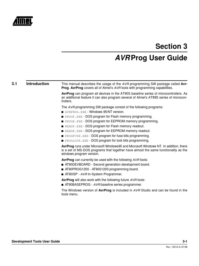 Section 3 Prog User Guide: AVR AVR | PDF | Flash Memory | Computer File
