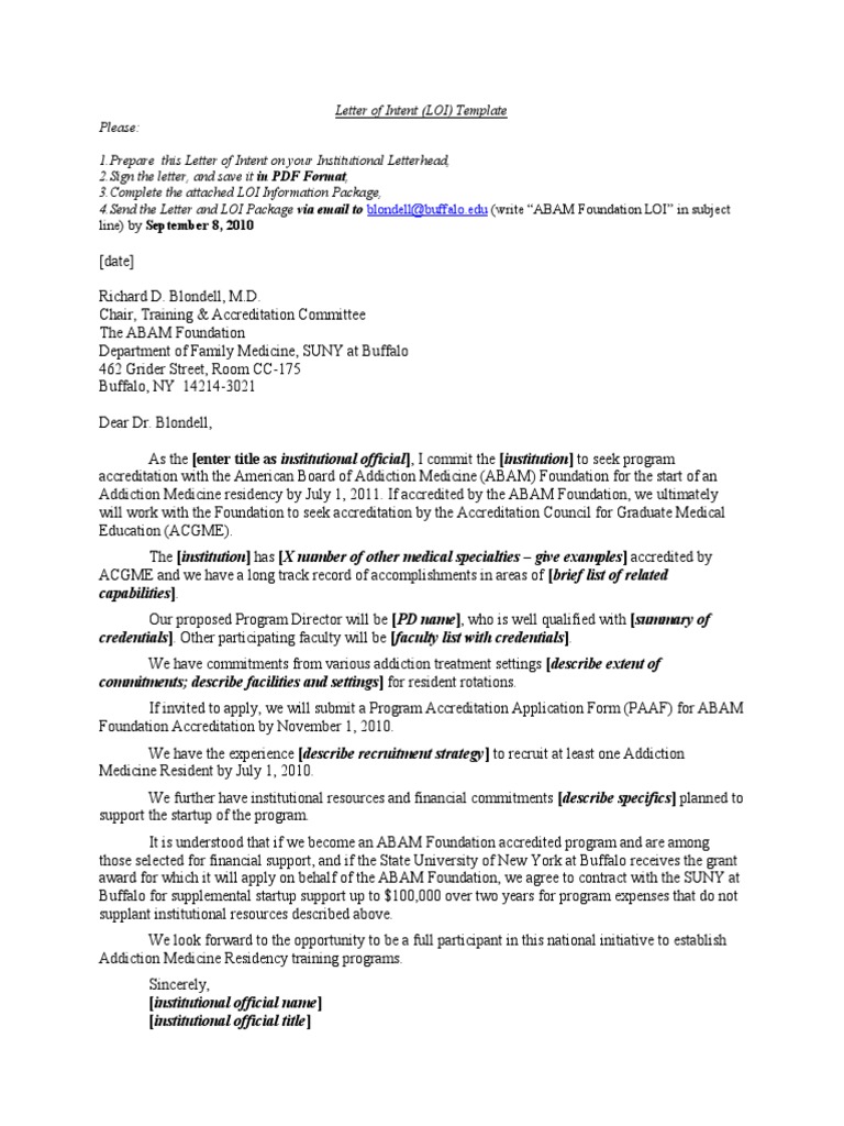 Letter of Intent (LOI) Template | PDF | Social Programs | Public Services