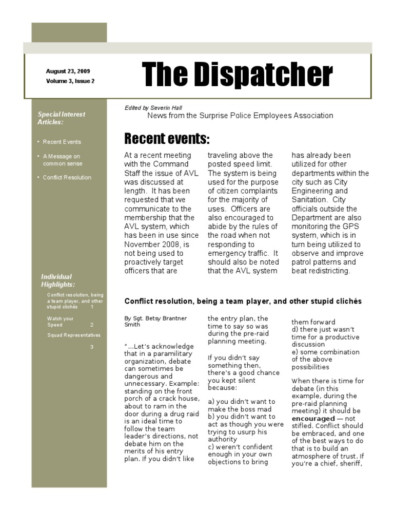 The Dispatcher Volume 3 Issue 2 August 2009 | PDF | Employment | Government
