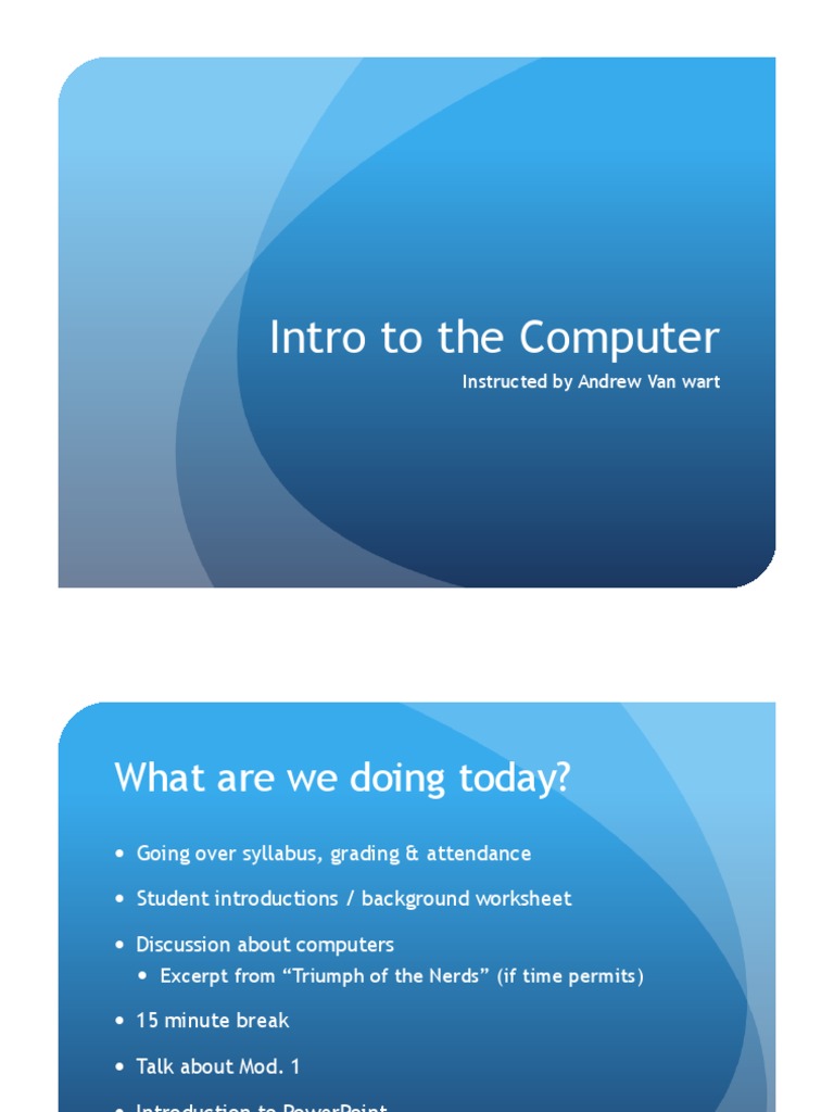 Intro To The Computer | PDF | Computer Data Storage | Input/Output