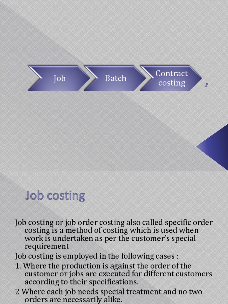 Job Costing and Contract Costing Explained | PDF | Cost | Profit ...