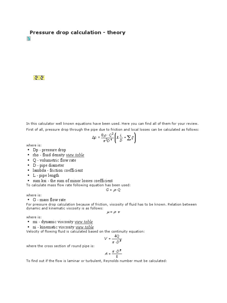 Pressure Drop Calculation | PDF | Fluid Dynamics | Flow Measurement