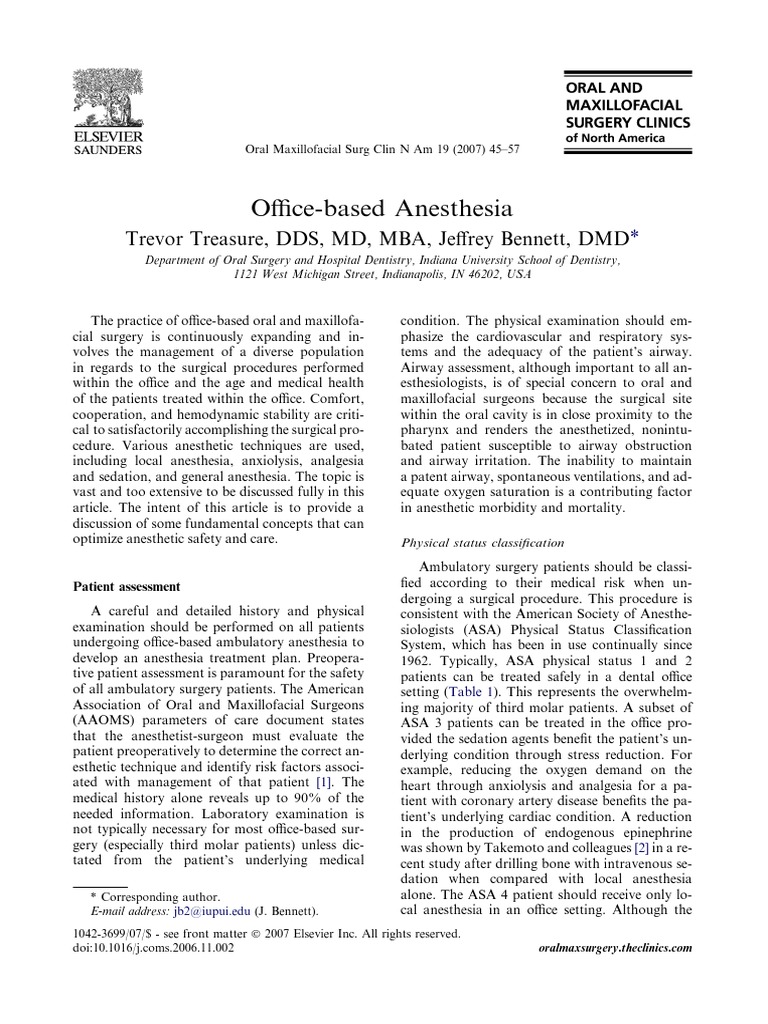Office-Based Anesthesia Protocols | PDF | Anesthesia | Midazolam