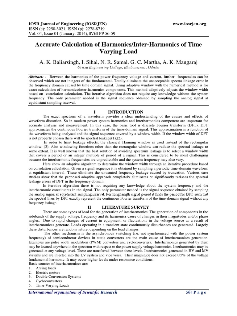 Accurate Calculation of Harmonics/Inter-Harmonics of Time Varying Load | PDF | Power Inverter ...