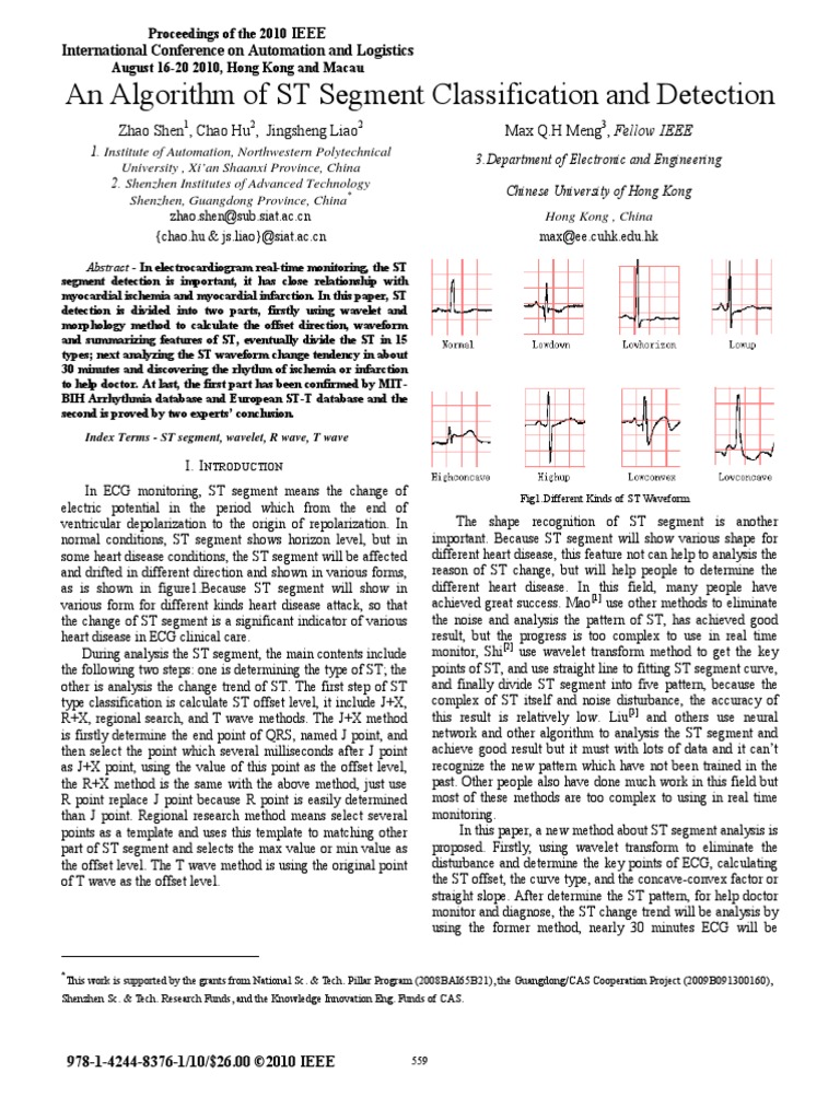 An Algorithm of ST Segment Classification and Detection | PDF ...