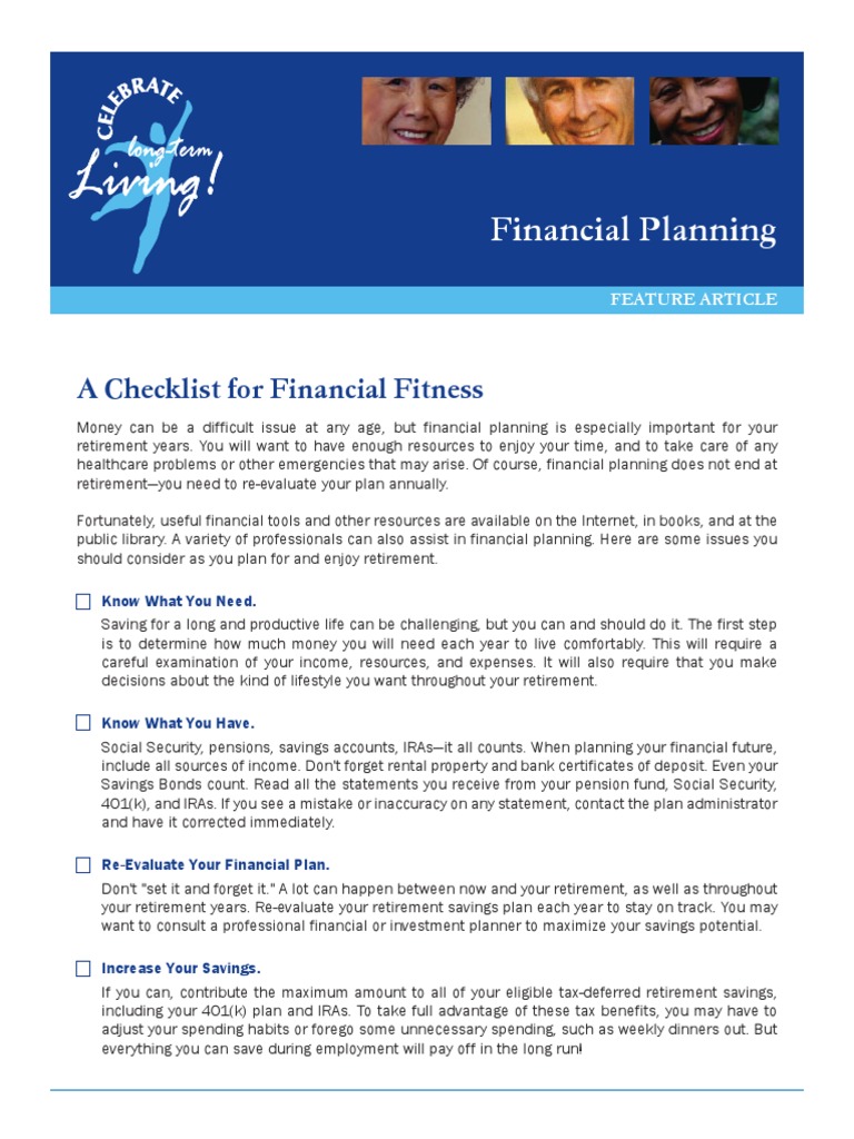 Financial Fitness Checklist | PDF | Retirement | Saving