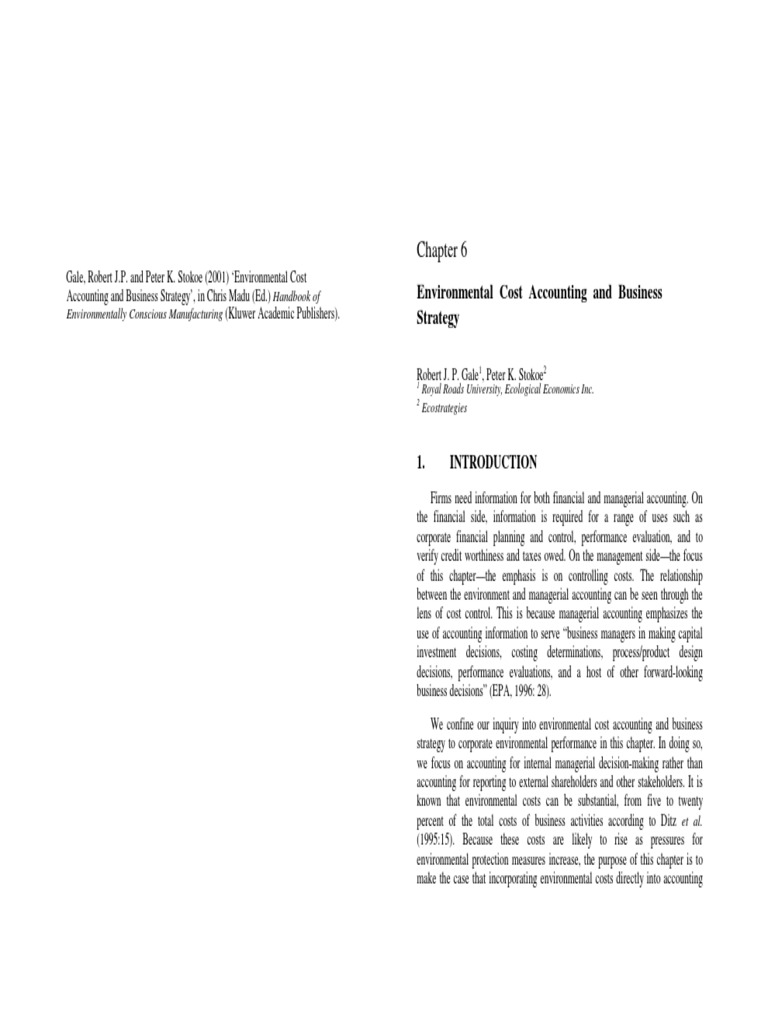 Environmental Cost Accounting Strategies | PDF