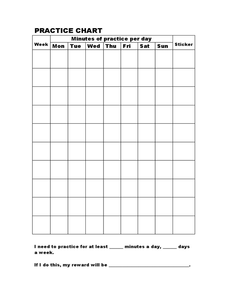 100-Day Music Practice Chart | PDF | Self-Improvement