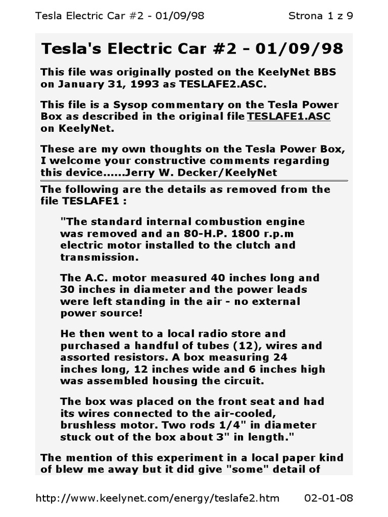 (Ebook Science - PDF) Nikola Tesla Electric Car Part-2 | Download Free ...