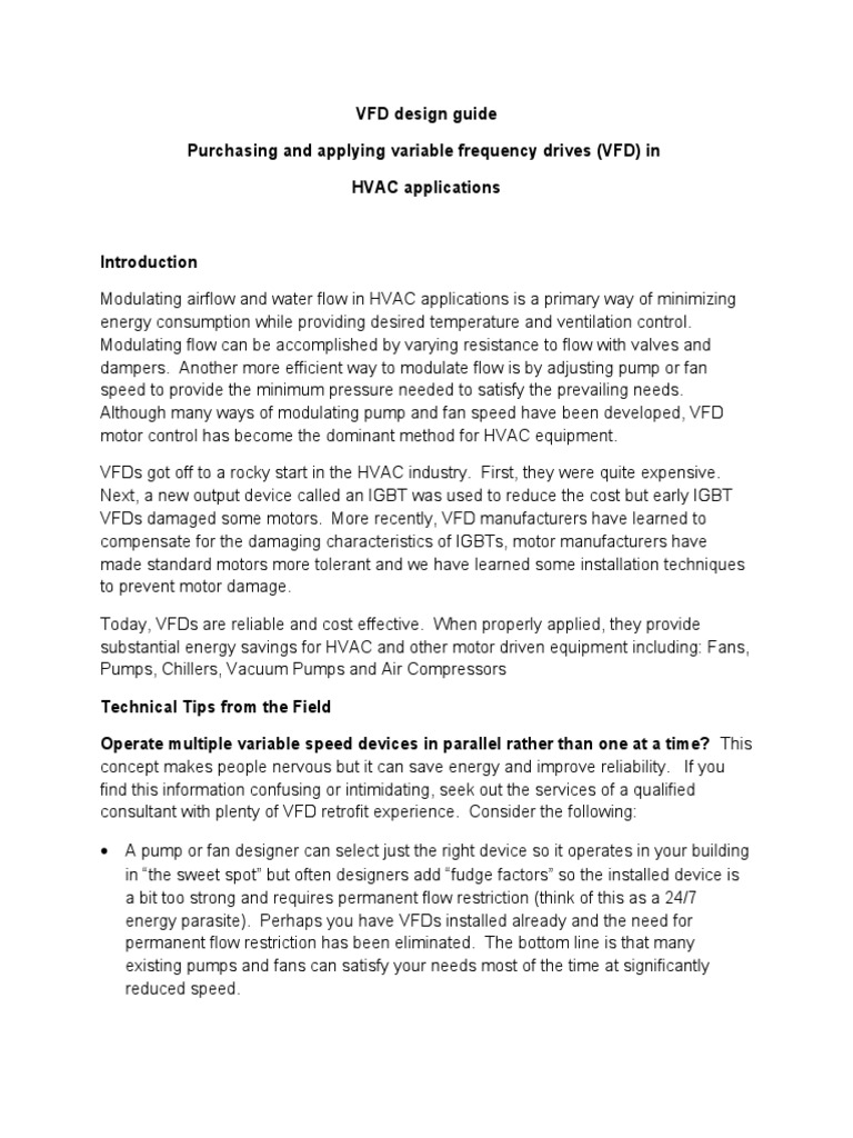 VFD Design Guide | PDF | Hvac | Mechanical Fan