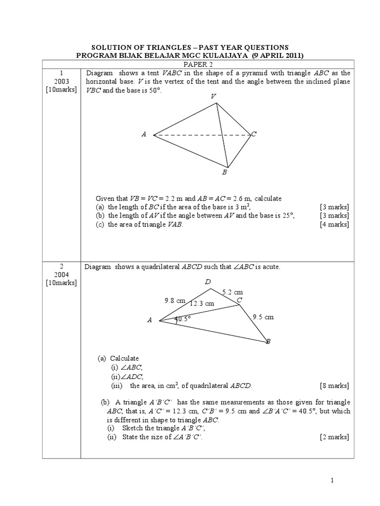 Form 4 Additional Mathematics Chapter 12 Solution of Triangles ...