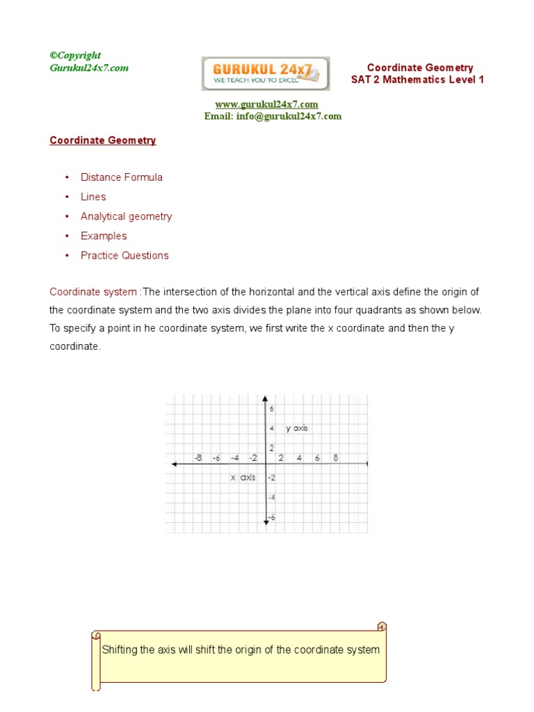 Coordinate Geometry - SAT 2 Mathematics Level 1 - Tutorial and ...