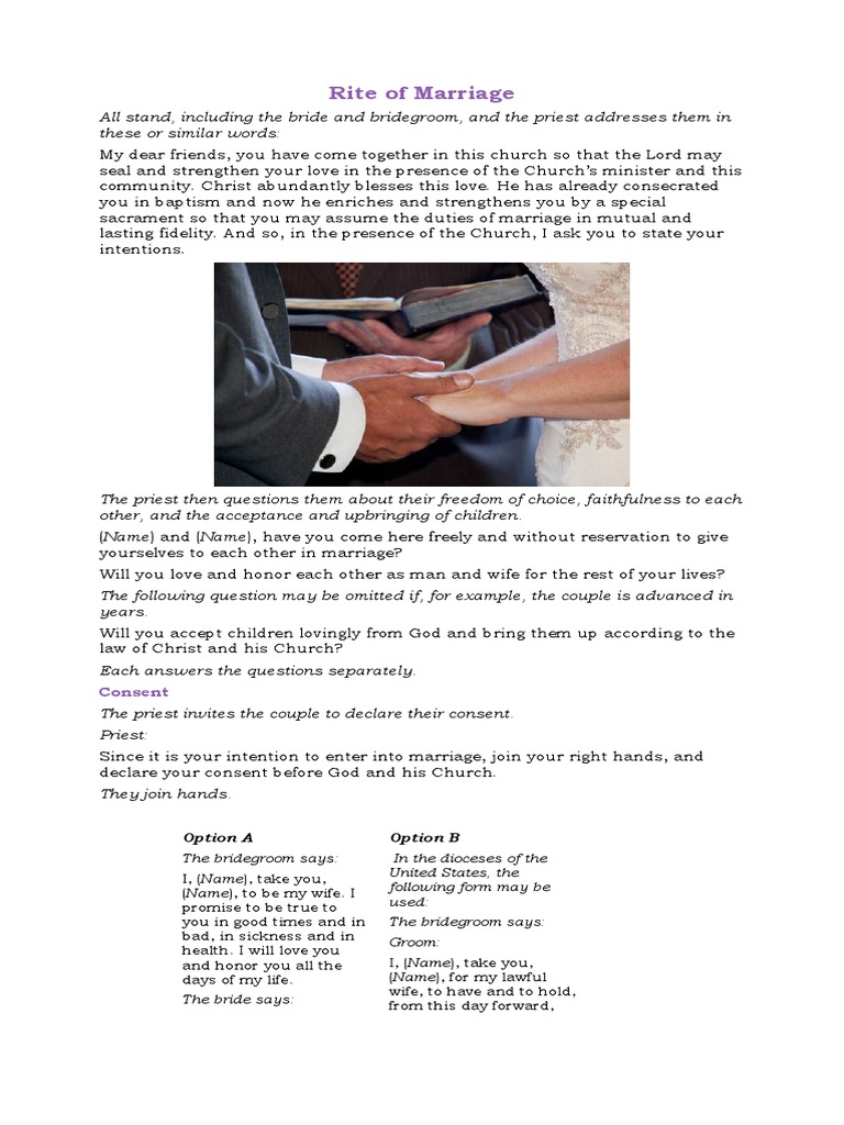 Rite of Marriage: Consent | PDF | Marriage | Christian Behaviour And ...