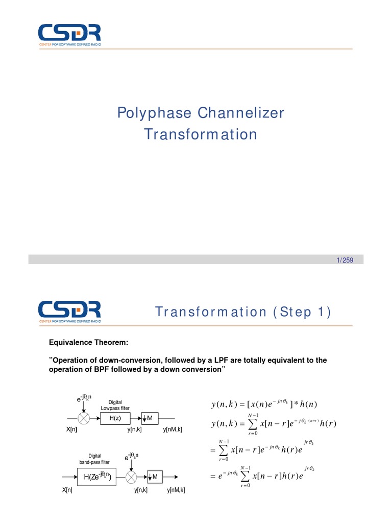Polyphase Channelizer Transformation | Filter (Signal Processing) | Sampling (Signal Processing ...