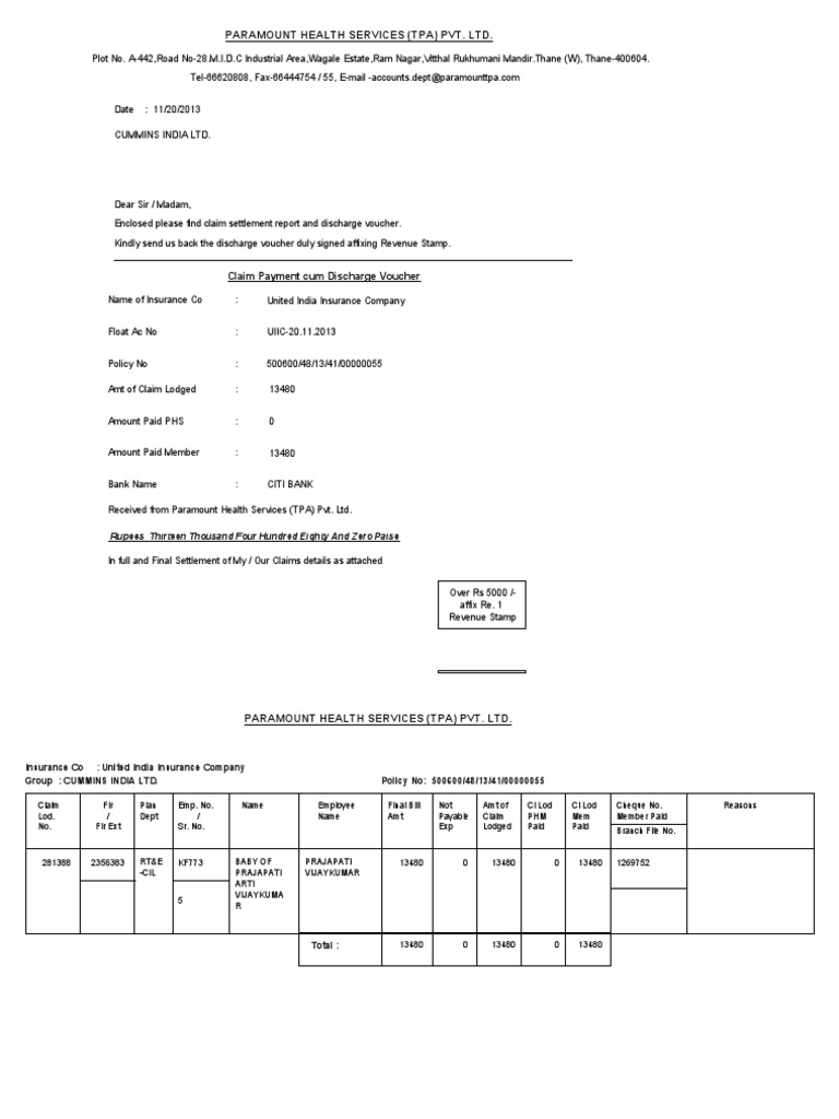 Discharge Voucher | PDF