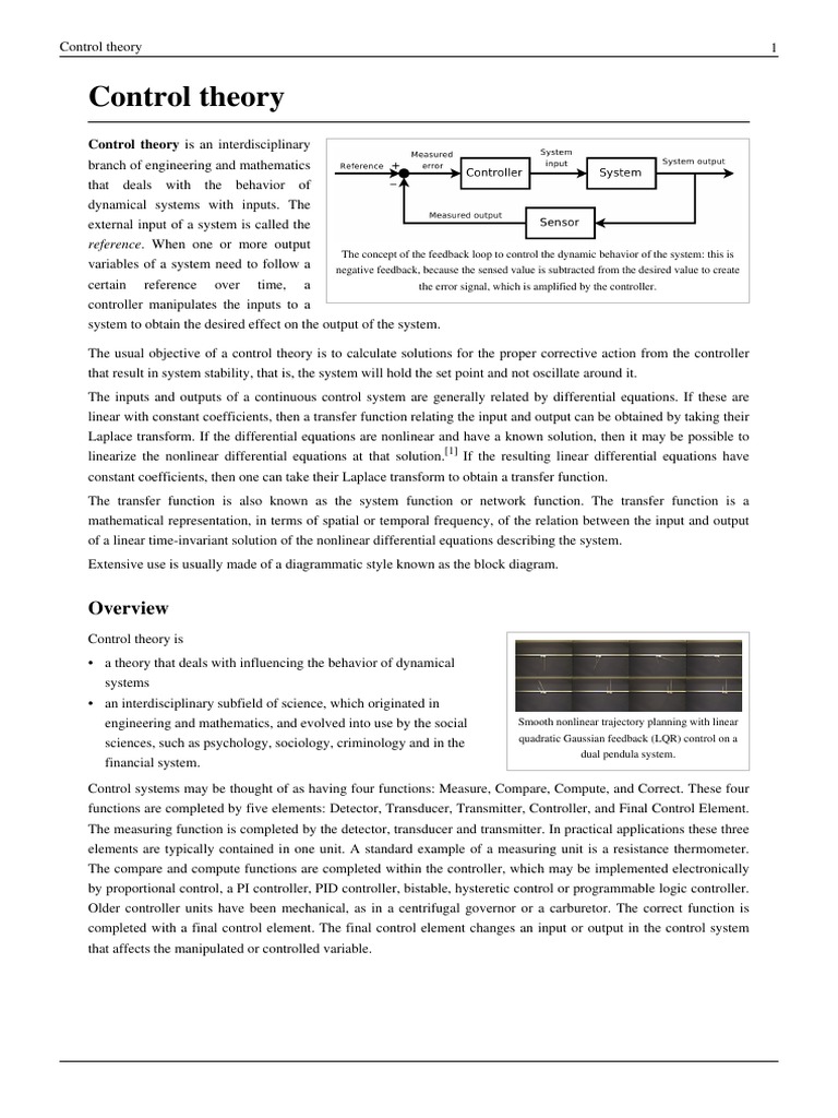 Control Theory | PDF | Control Theory | Cybernetics