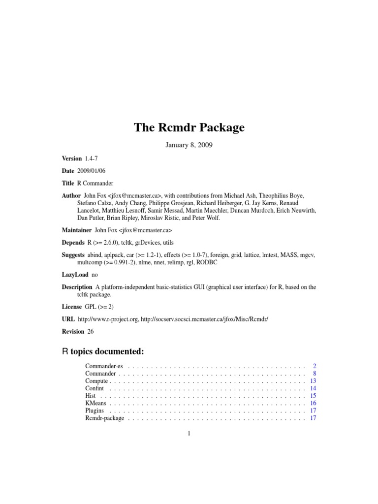 The RCMDR Package | PDF | Interfaz de línea de comando | Menú (Computación)