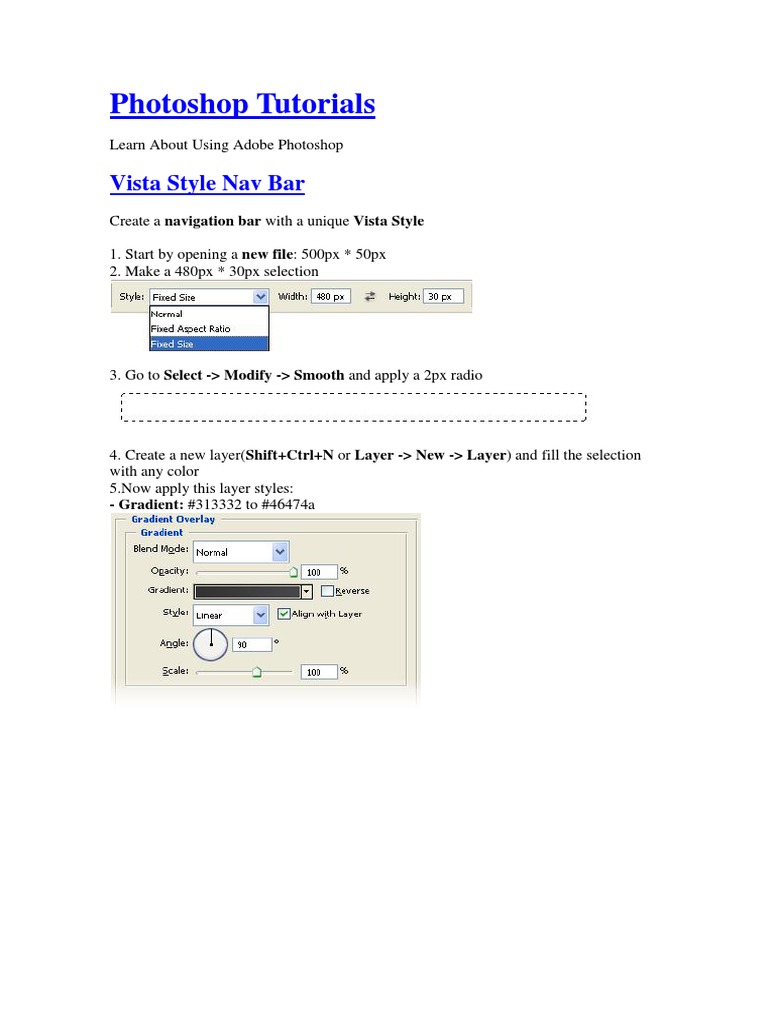 Create a Vista Style Nav Bar in Photoshop | PDF