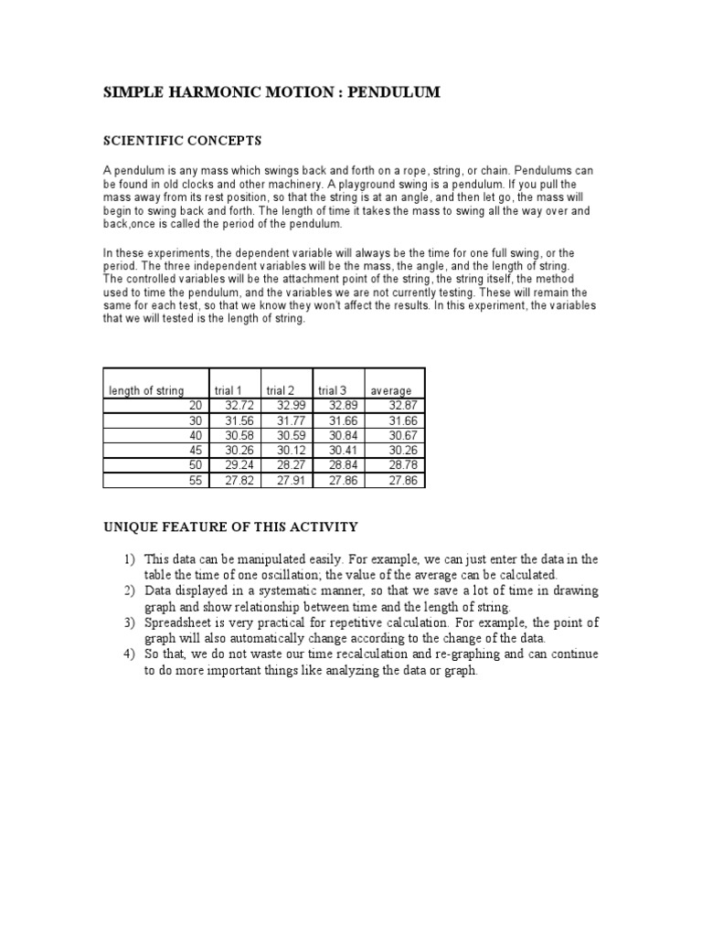 Simple Harmonic Motion | PDF | Pendulum | Physics