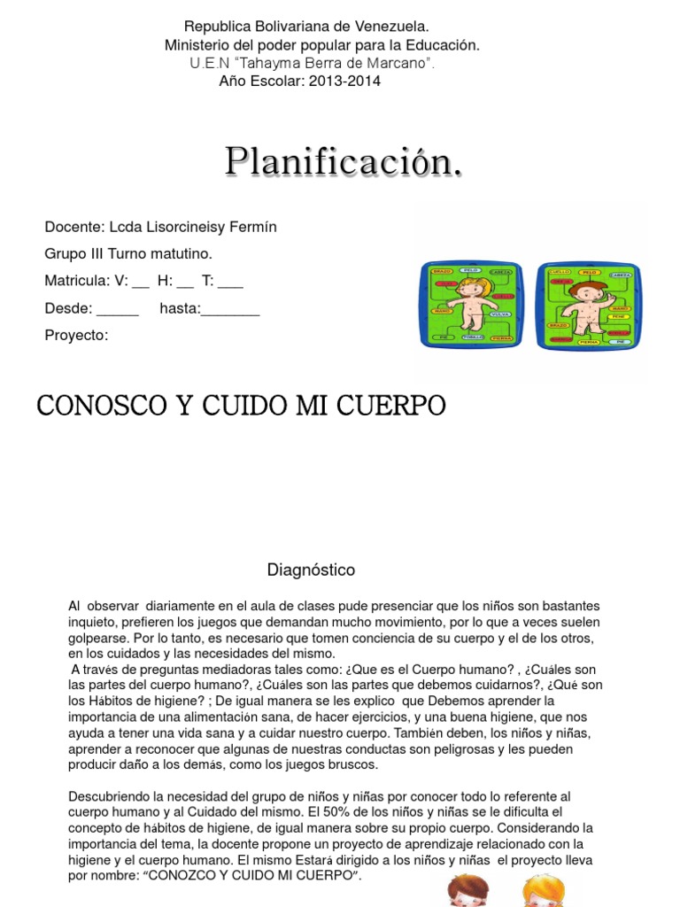 PROYECTO de AULA (El Cuerpo Humano) . | PDF | Comunicación | Aprendizaje