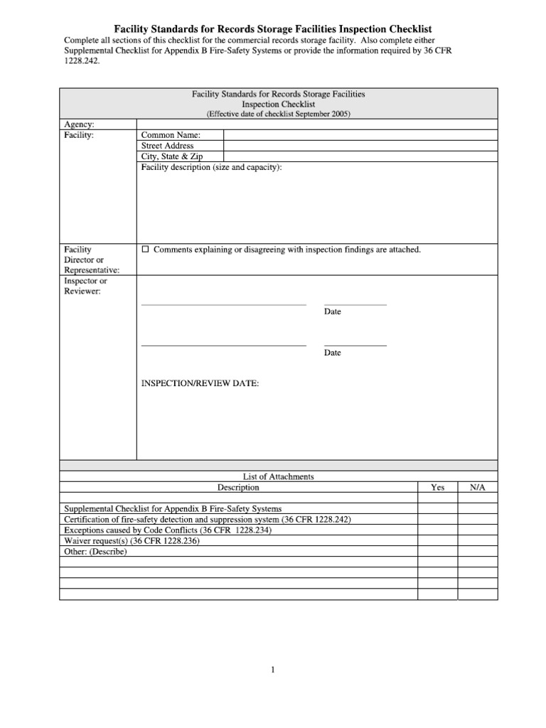 Inspection Checklist Storage Facility | PDF | Home & Garden