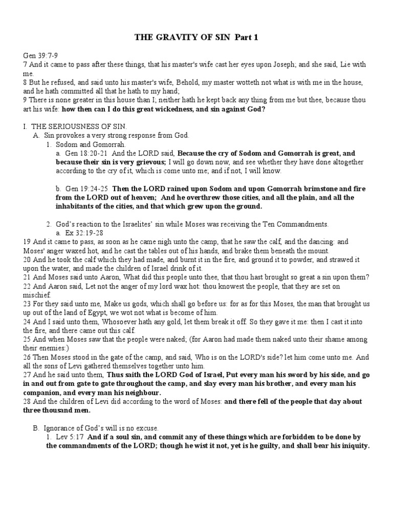 The Gravity of Sin Part 1 Outline and Sermon by Charles A. Yawn | PDF ...