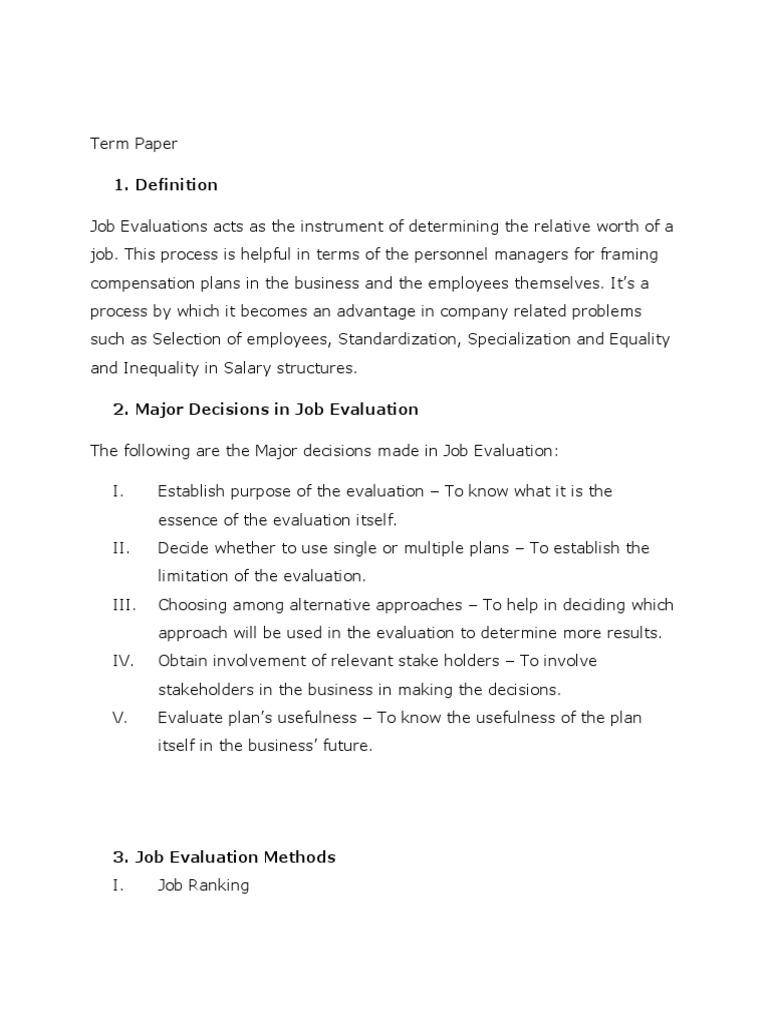 Job Evaluation Research | PDF | Evaluation | Employment