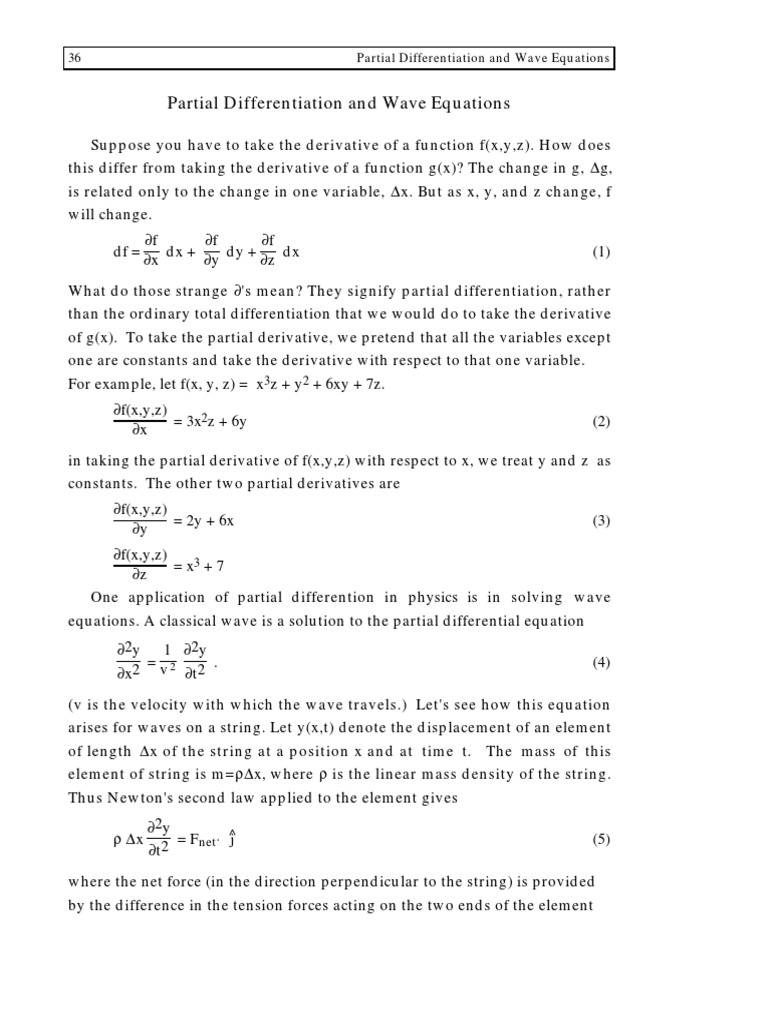 Part Diff and Wave Eqs | PDF | Wave Equation | Derivative